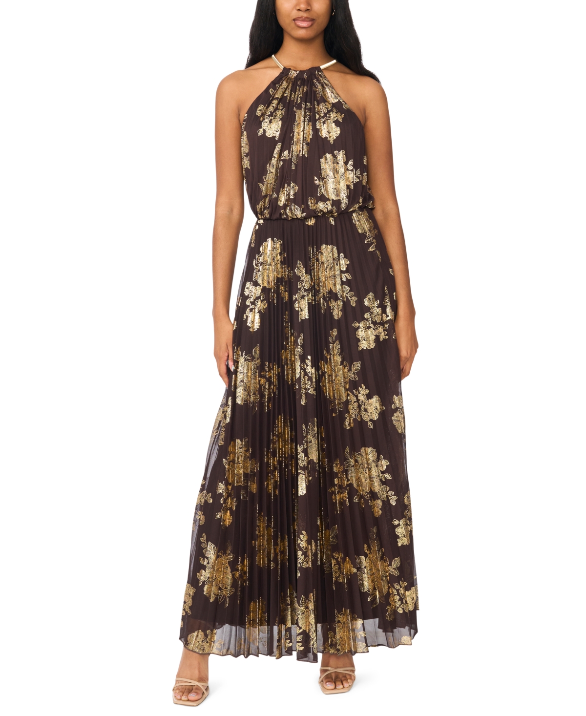 Click here for Msk Womens Embellishment Halter-Neck Pleated Dress... prices