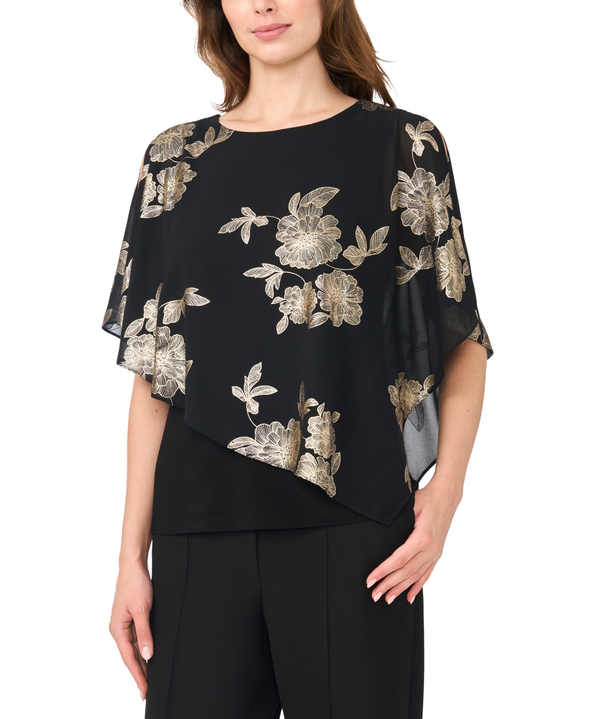 Click here for Msk Womens Foil Cape Crewneck Top - Black prices