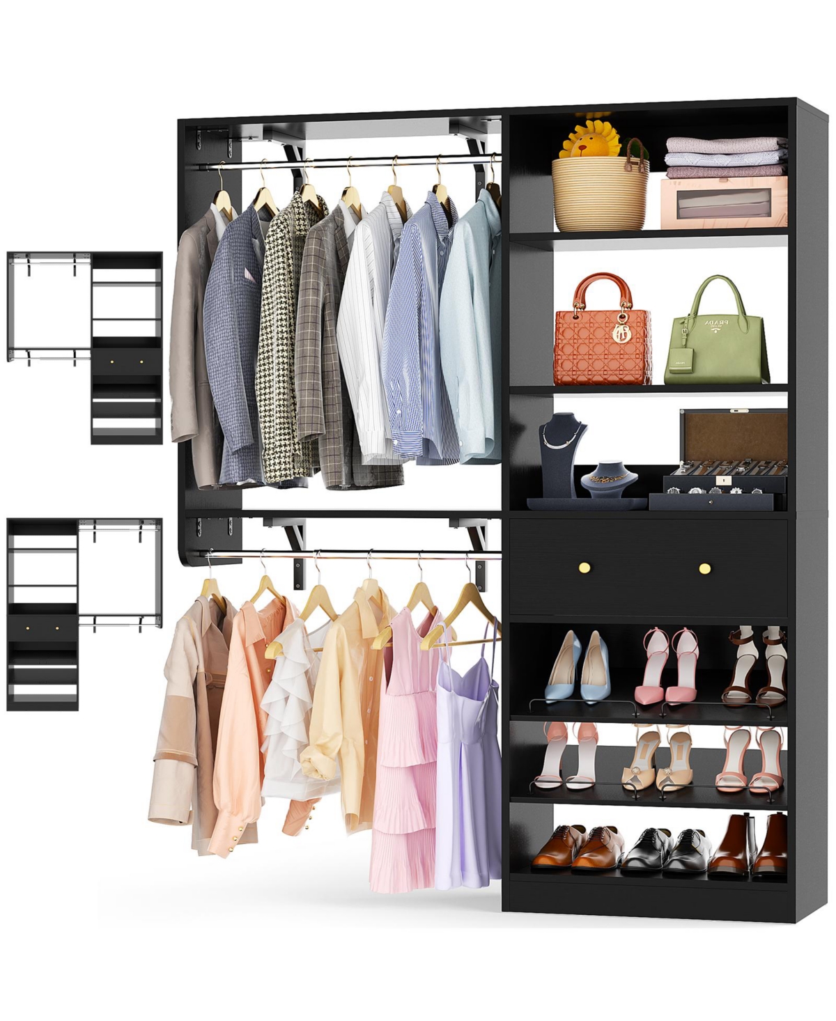 Click here for Aheaplus 5FT Reversible Wood Closet Organizer with... prices