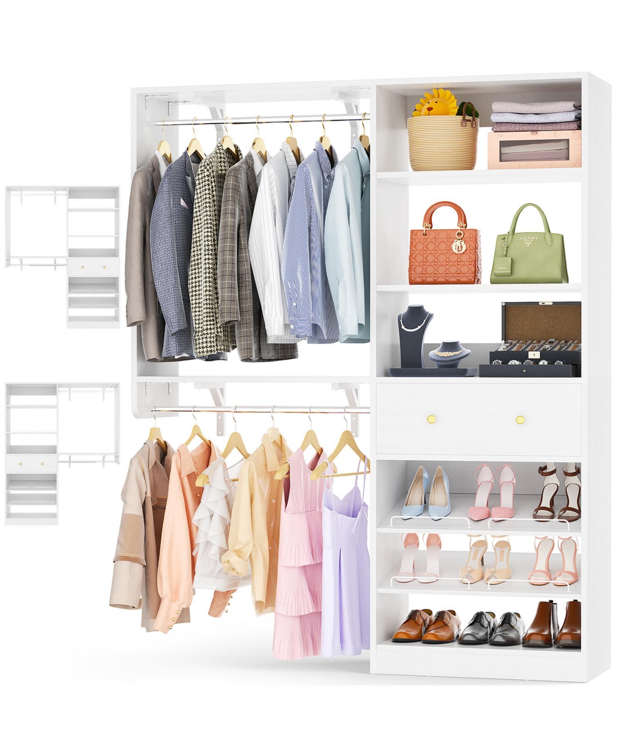 Click here for Aheaplus 5FT Reversible Wood Closet Organizer with... prices