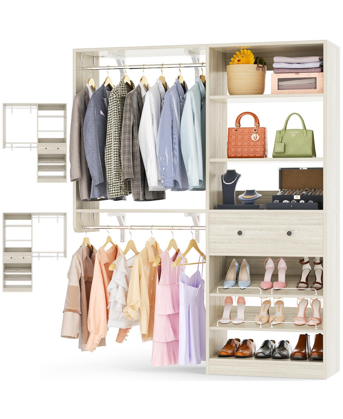 Click here for Aheaplus 5FT Reversible Wood Closet Organizer with... prices