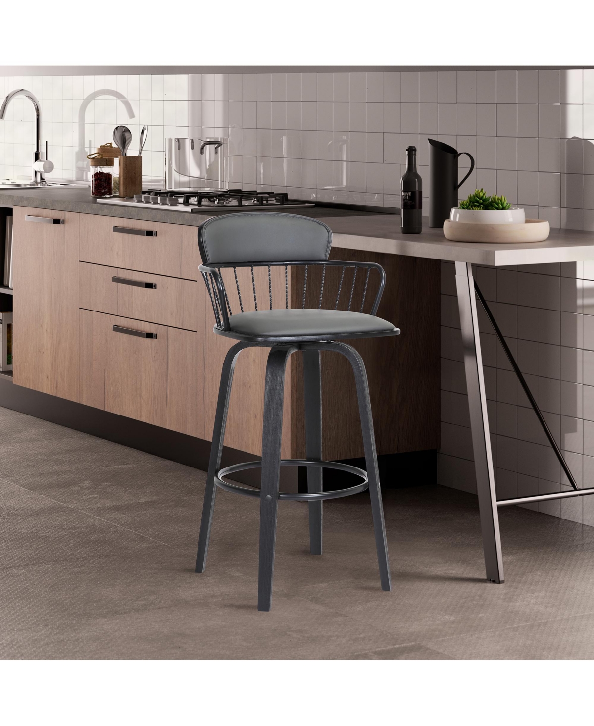 Click here for Clihome Leather Bar Stool with Metal Backrest  Ind... prices