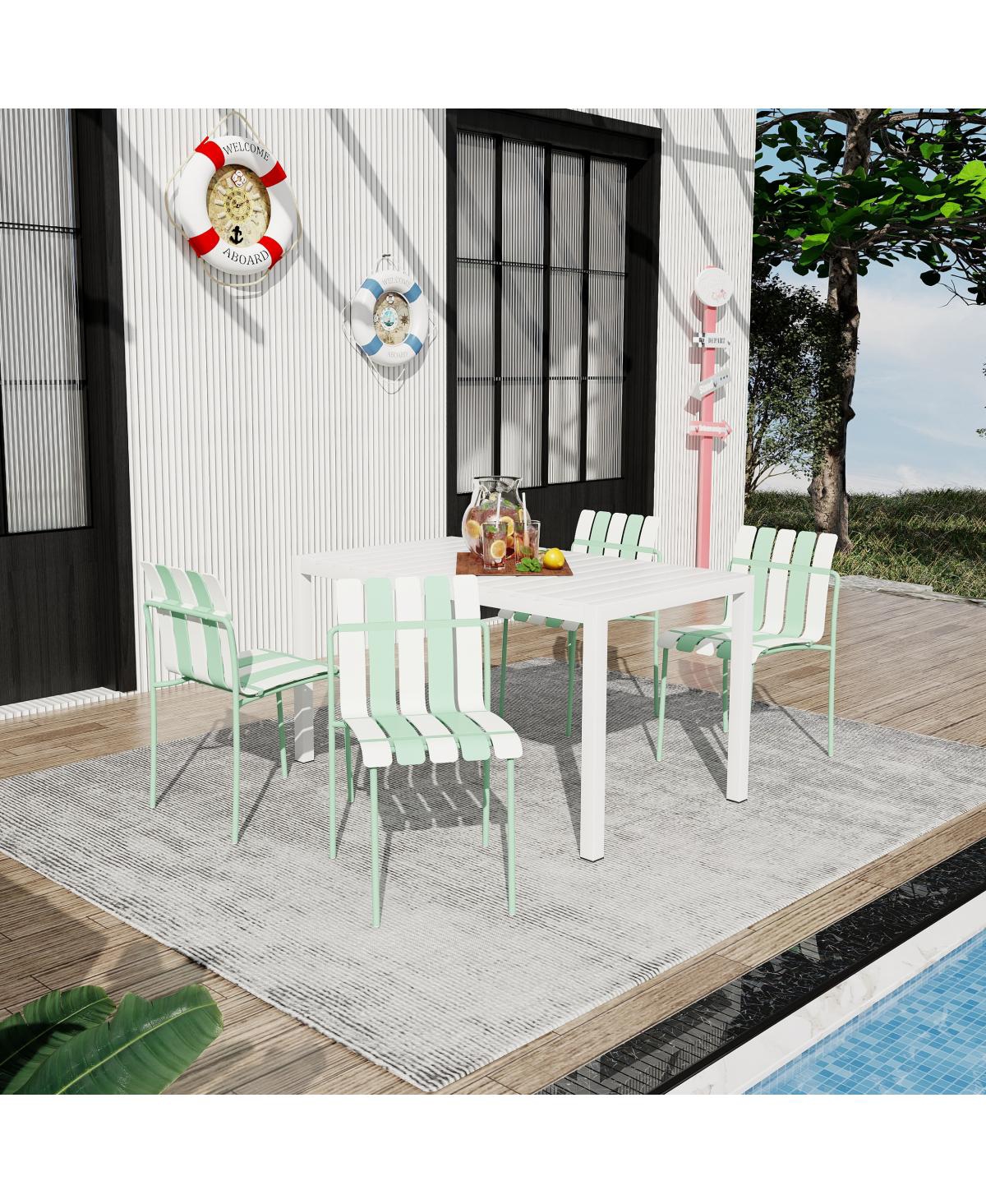 Click here for Streamdale Furniture Striped Chairs and Long Table... prices