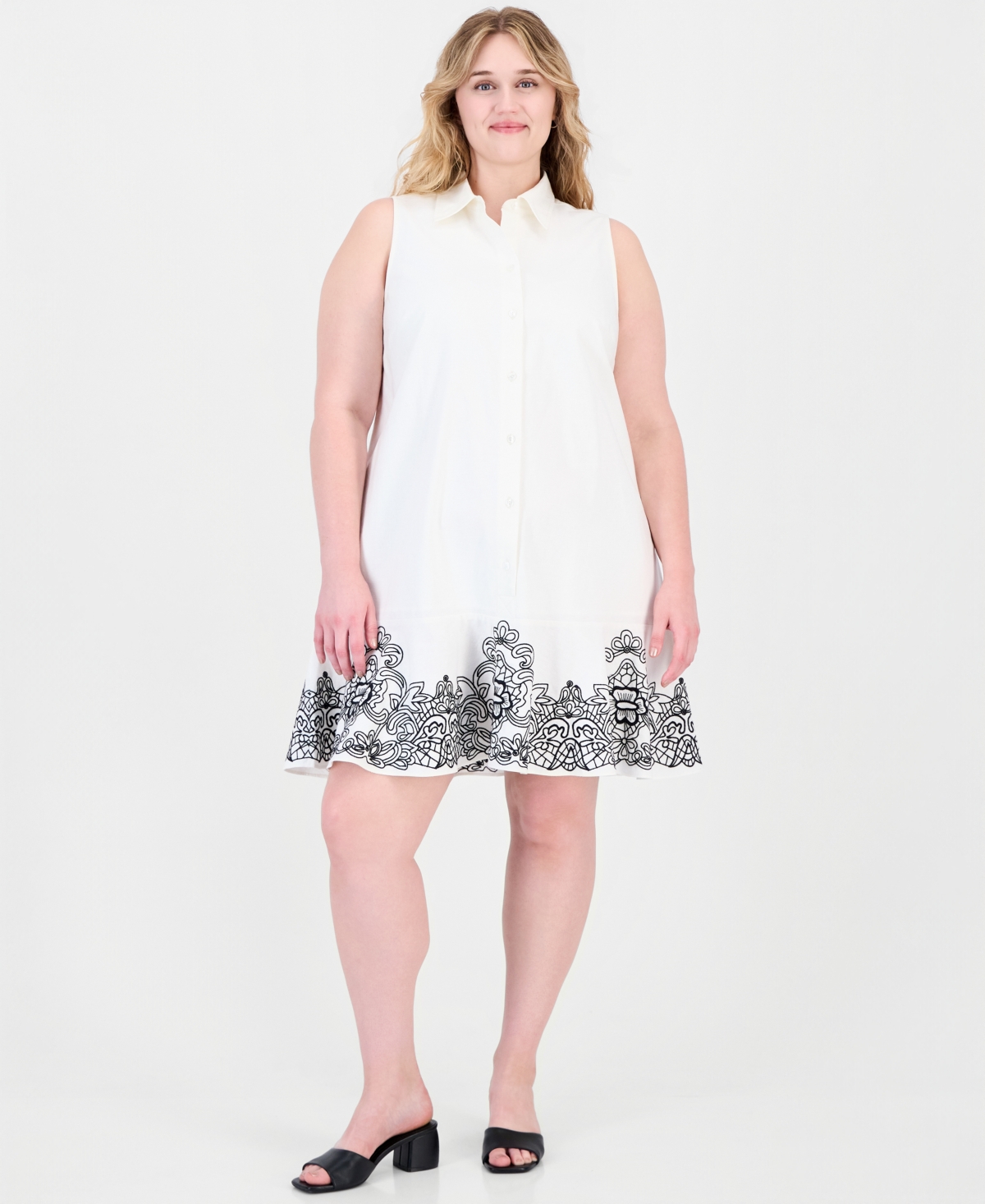 Click here for On 34th Plus Size A-Line Side-Pocket Embroidered D... prices