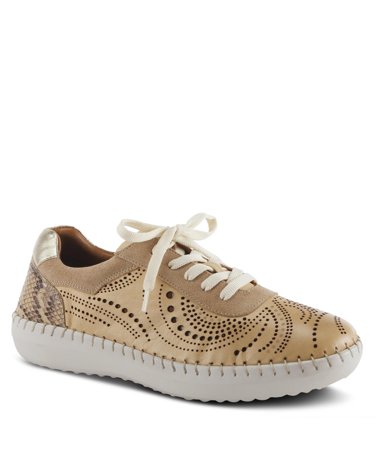 Spring Step Womens Jumilla Lace-Up with Stitch-to-Sole Construction - Beige