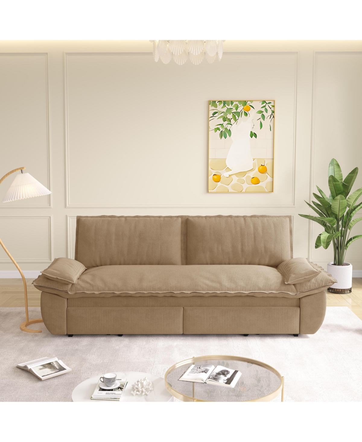 Click here for Clihome 73.2 3-Seater Velvet Sleeper Sofa Bed  3-i... prices