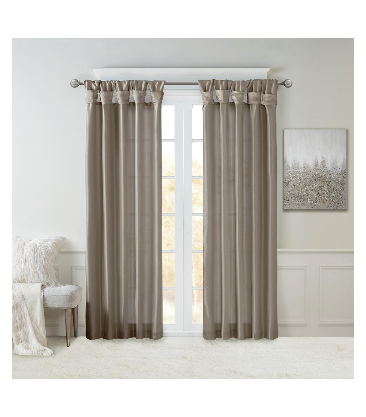 Click here for Avobird Twist Tab Lined Window Curtain Panel Pewte... prices
