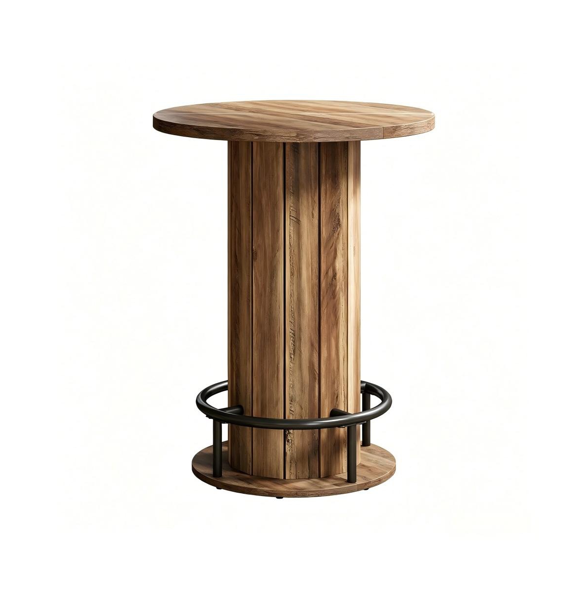 Click here for Yiortwo Round Wood Grain Bar Pub Table with Metal... prices