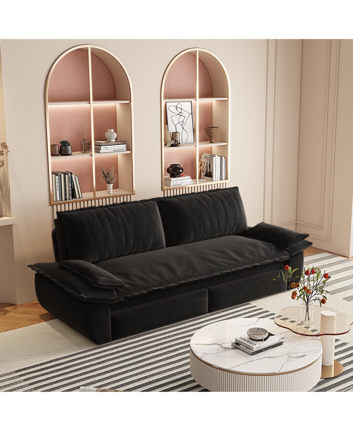 Click here for Clihome 73.2 inch 3-in-1 Convertible Velvet Sofa B... prices