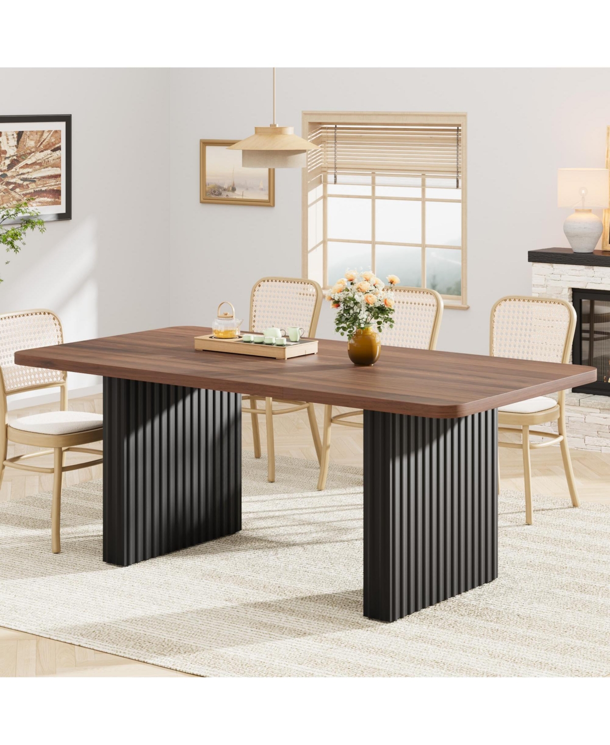 Click here for homfan 71-Inch Farmhouse Dining Table for 6-8  Woo... prices