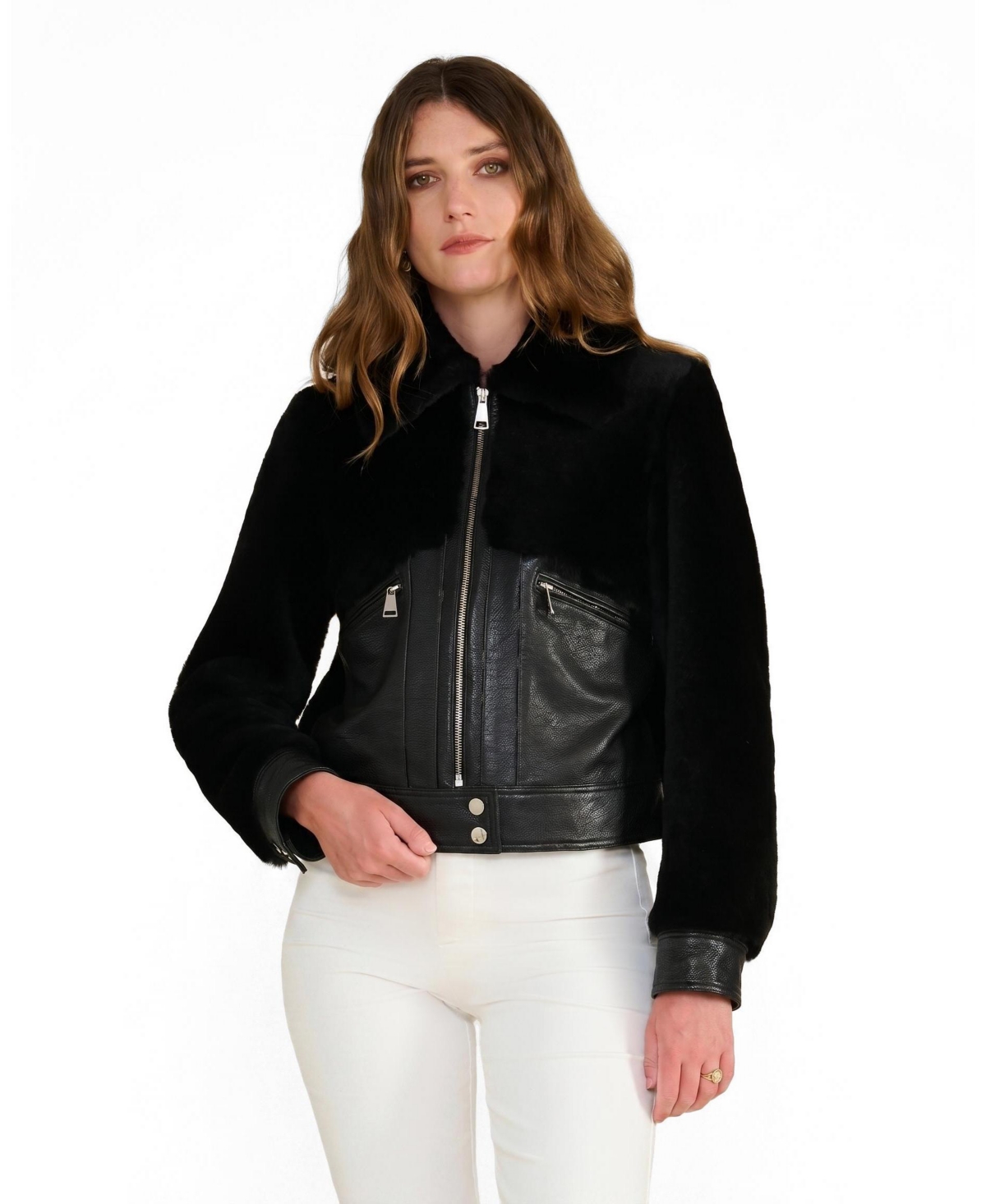 Click here for Furniq Uk Womens Emery Shearling Jacket - Black prices