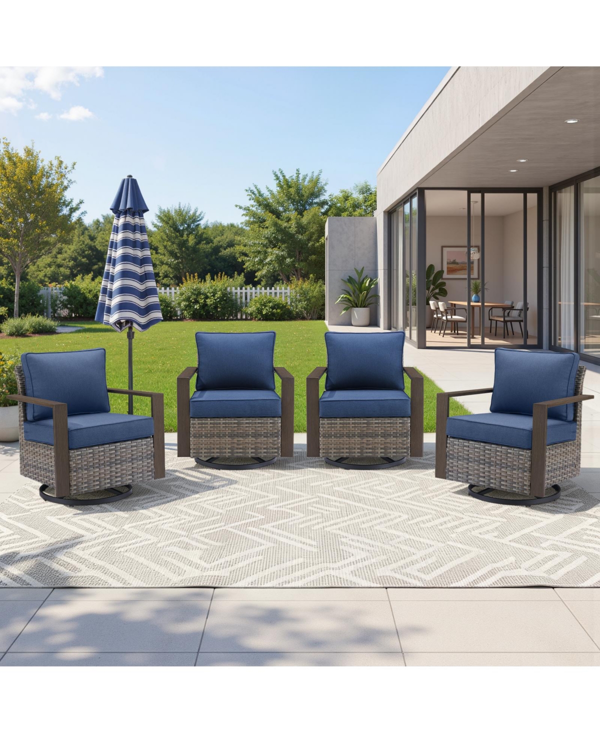 Click here for Pocassy Outdoor Patio Wicker Swivel Chairs Outside... prices