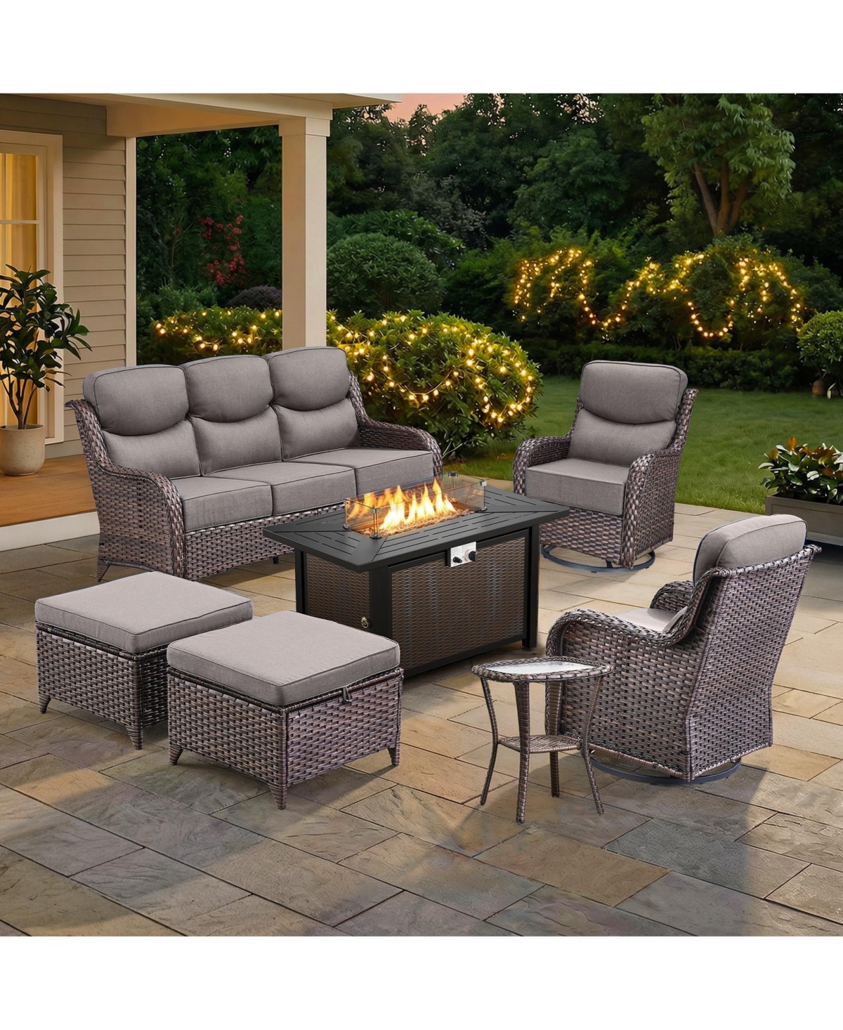 Click here for Pocassy Piece Outdoor Patio Furniture with Fire Pi... prices