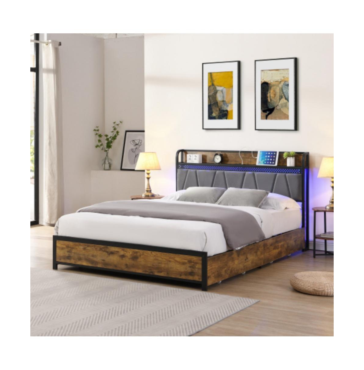 Click here for Lucky One Full Size Platform Bed Frame with Usb Ou... prices