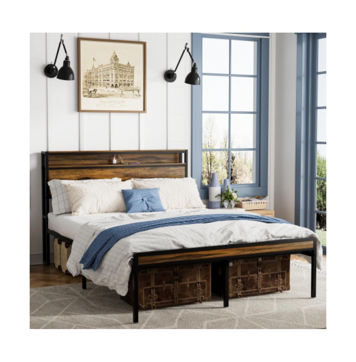 Click here for Lucky One Queen Size Bed Frame with Storage Headbo... prices