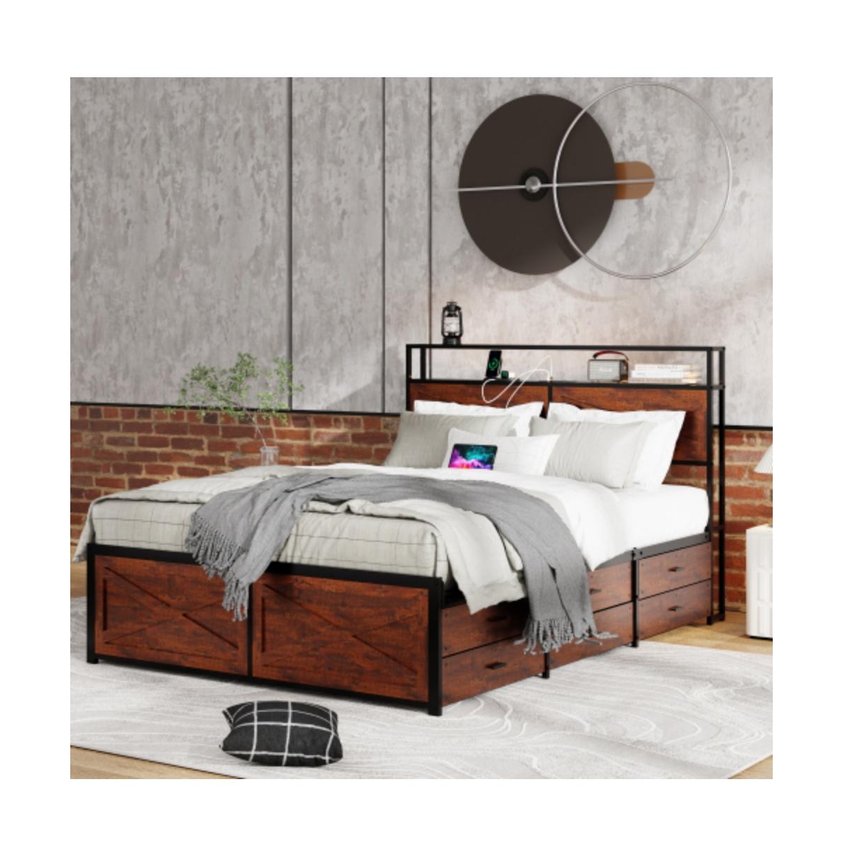 Click here for Lucky One Queen Size Bed Frame with Storage Headbo... prices