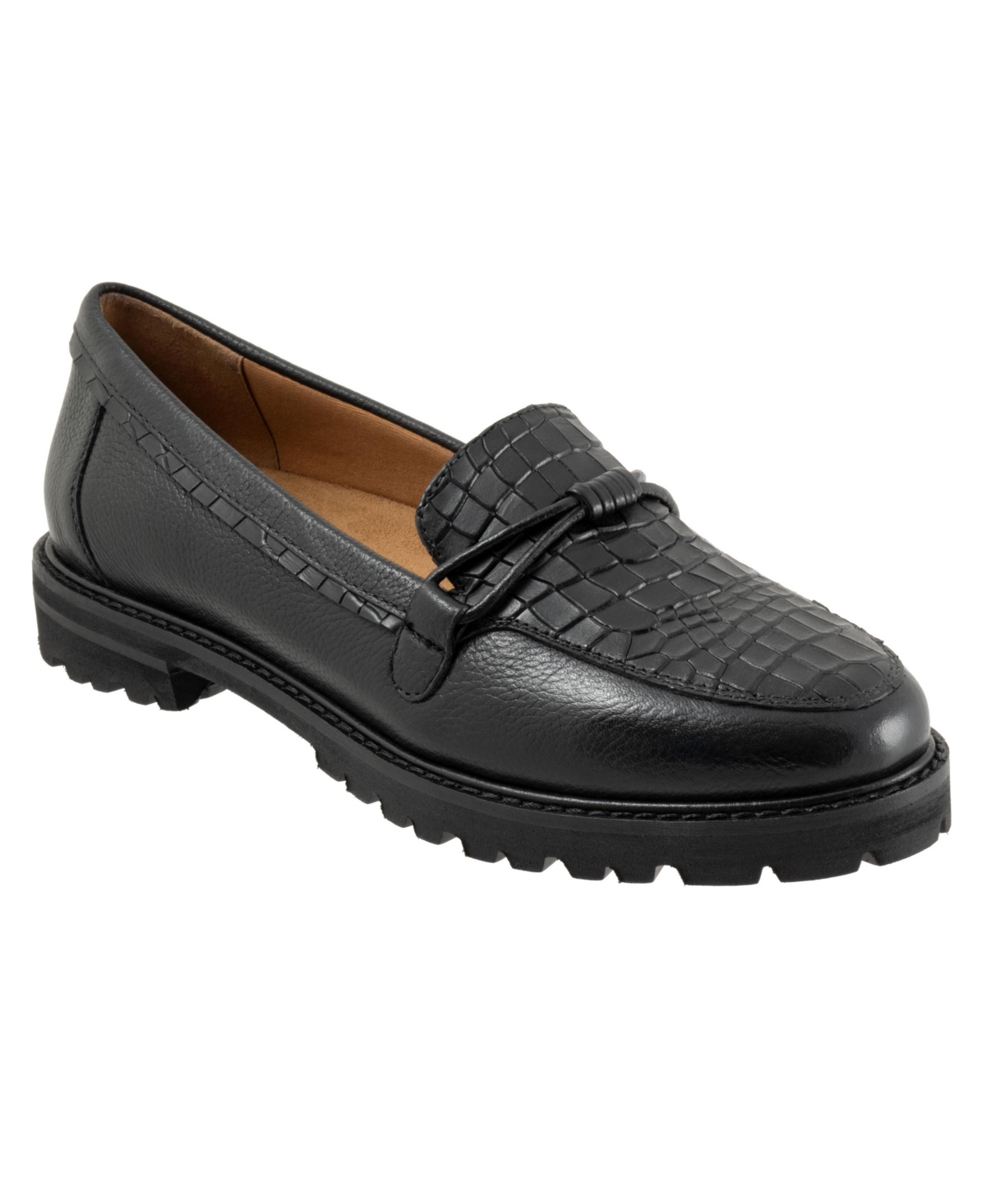 Click here for Trotters Womens Fiora Flat - Black/black croco prices