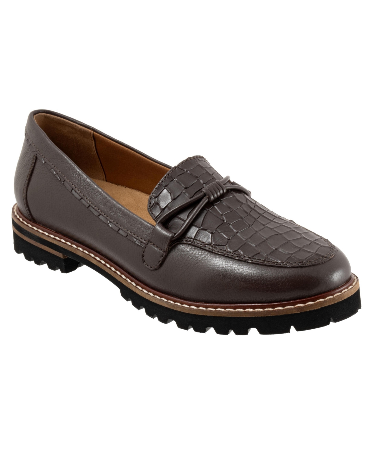 Click here for Trotters Womens Fiora Flat - Brown croco prices
