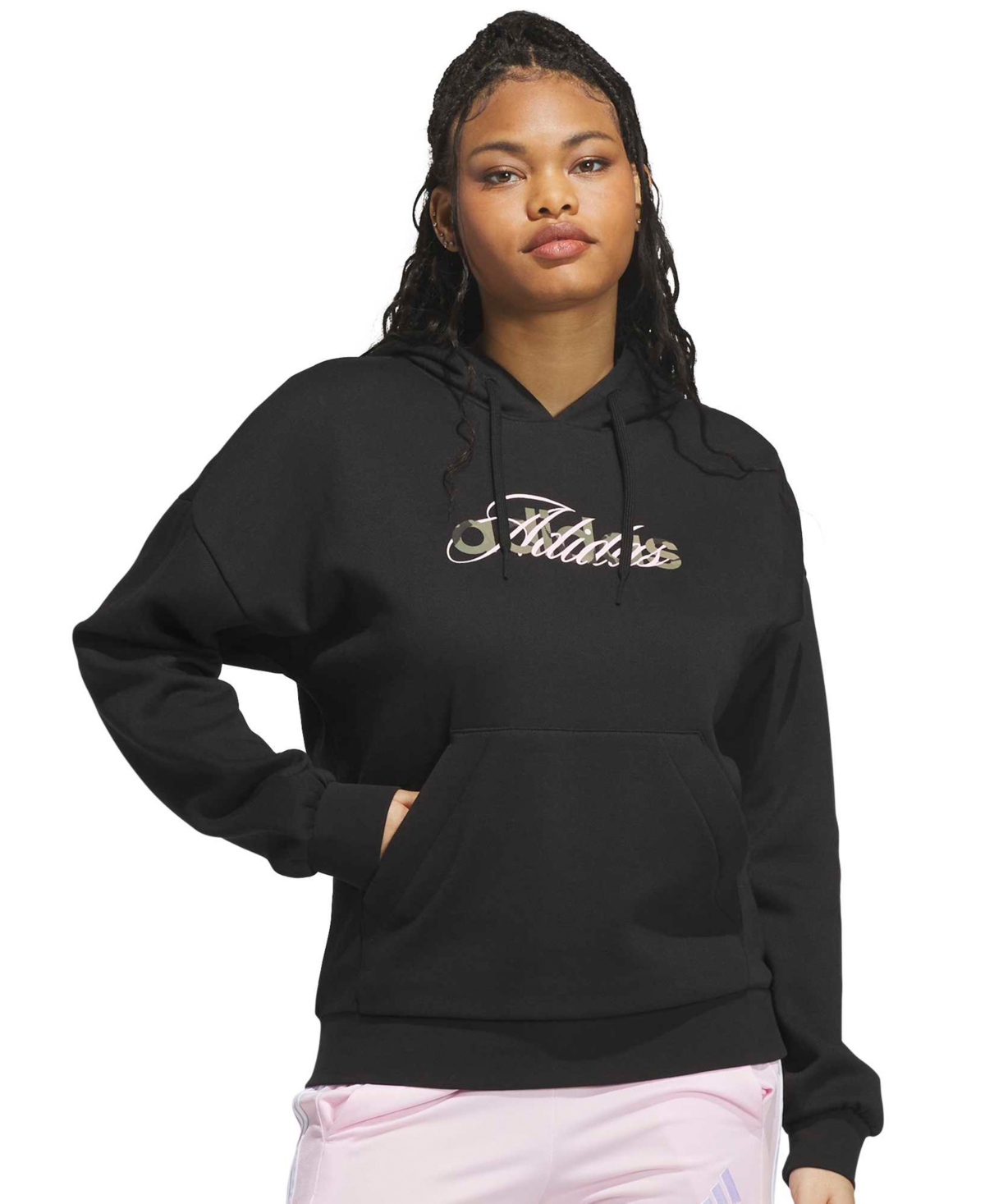 Click here for adidas Womens Camo Wordmark Graphic Fleece Hoodie... prices