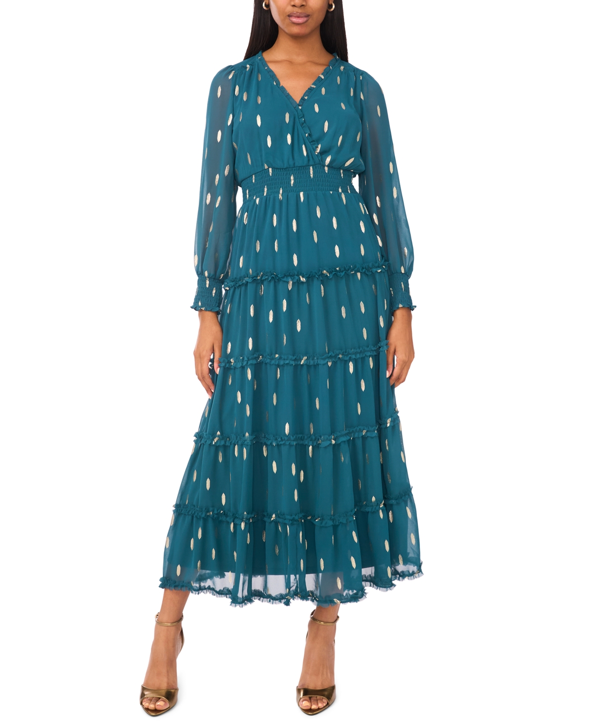 Click here for Msk Petite Chiffon Long Sleeves Maxi Dress - Deep... prices