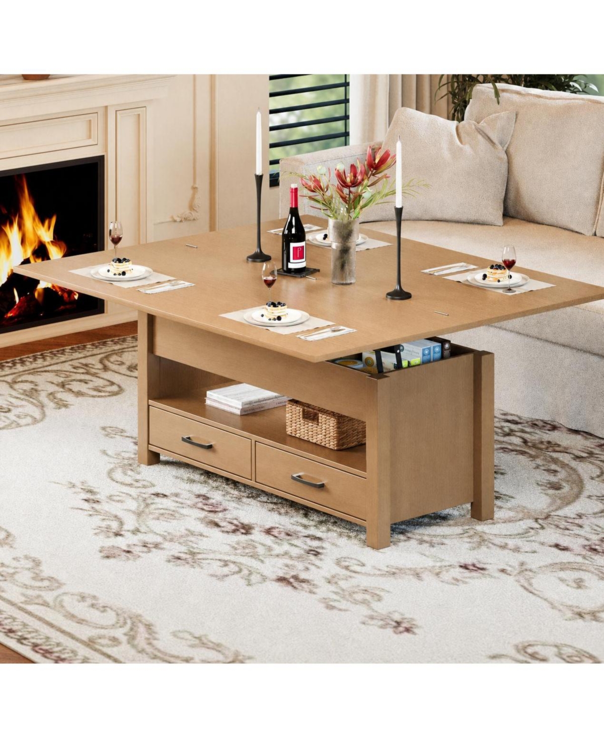 Click here for homfan 40 Lift-Top Coffee Table with Drawers and H... prices