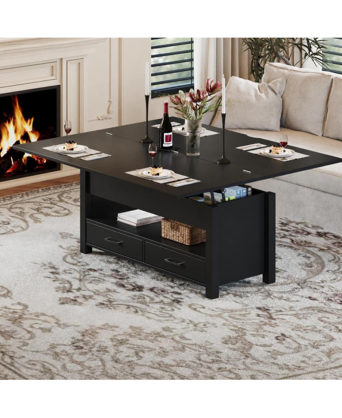 Click here for homfan 40 Lift-Top Coffee Table with Drawers and H... prices