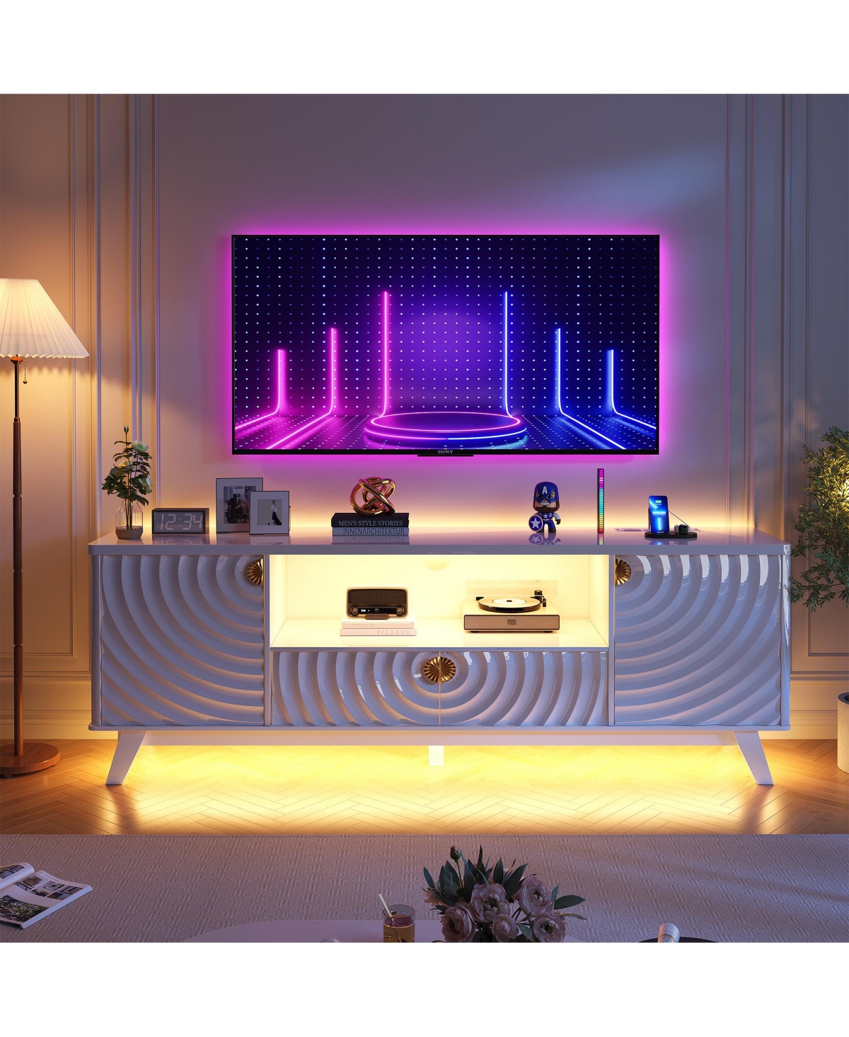 Click here for Vlsrka 63 Tv Stand with Motion Sensor Led Light  C... prices