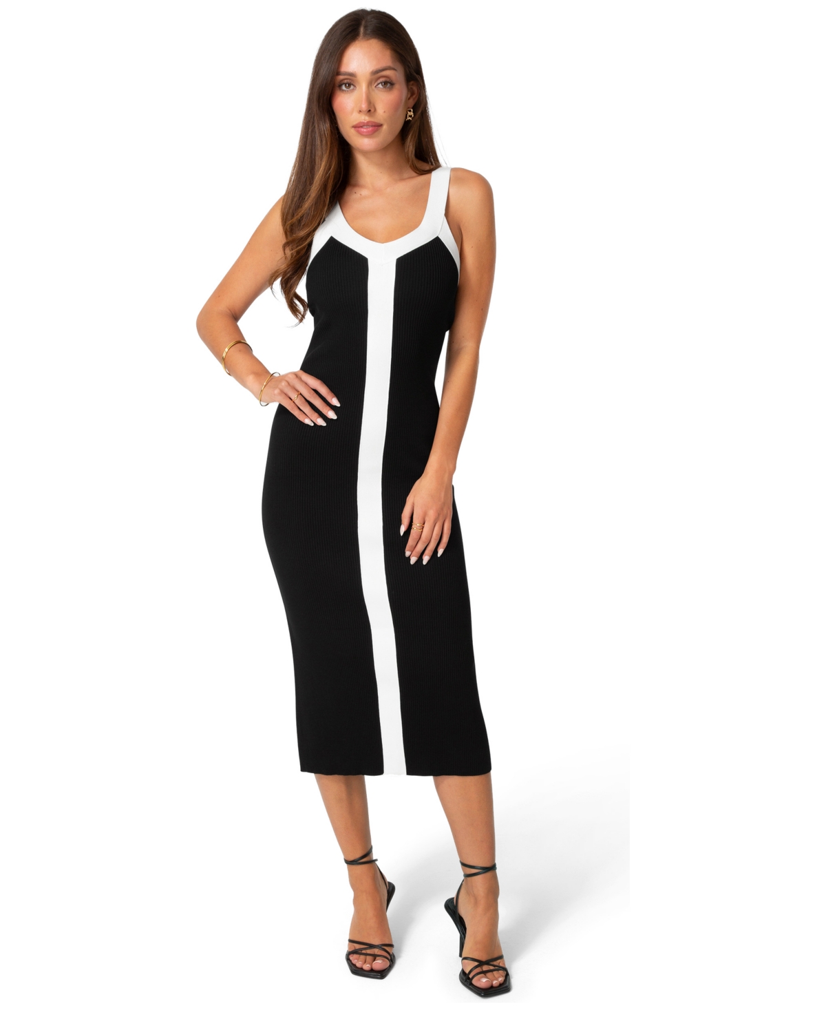 Click here for Bebe Womens Colorblock Ribbed Sweater Tank Dress -... prices