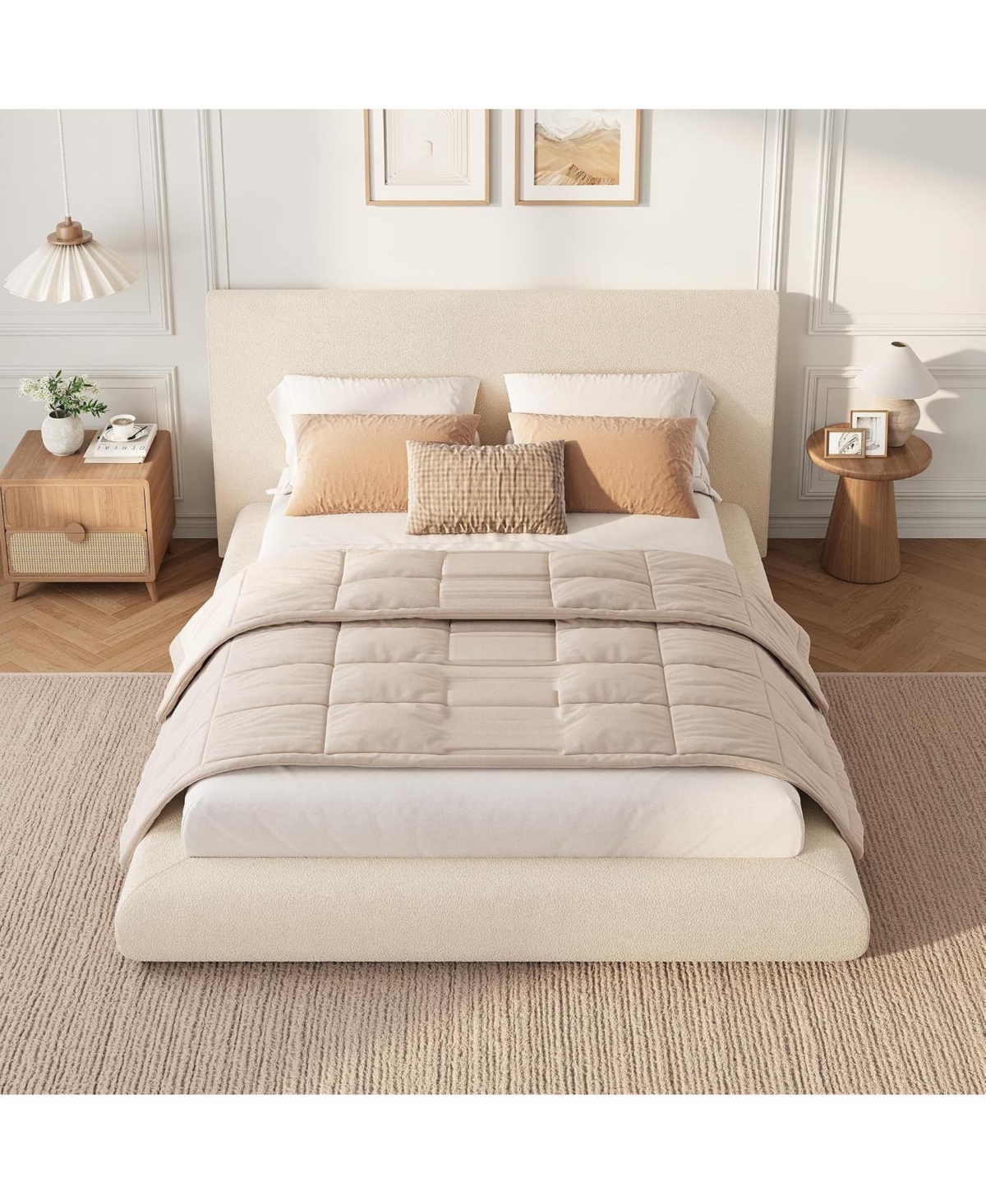 Click here for homfan Full Size Upholstered Cloud Platform Bed Fr... prices