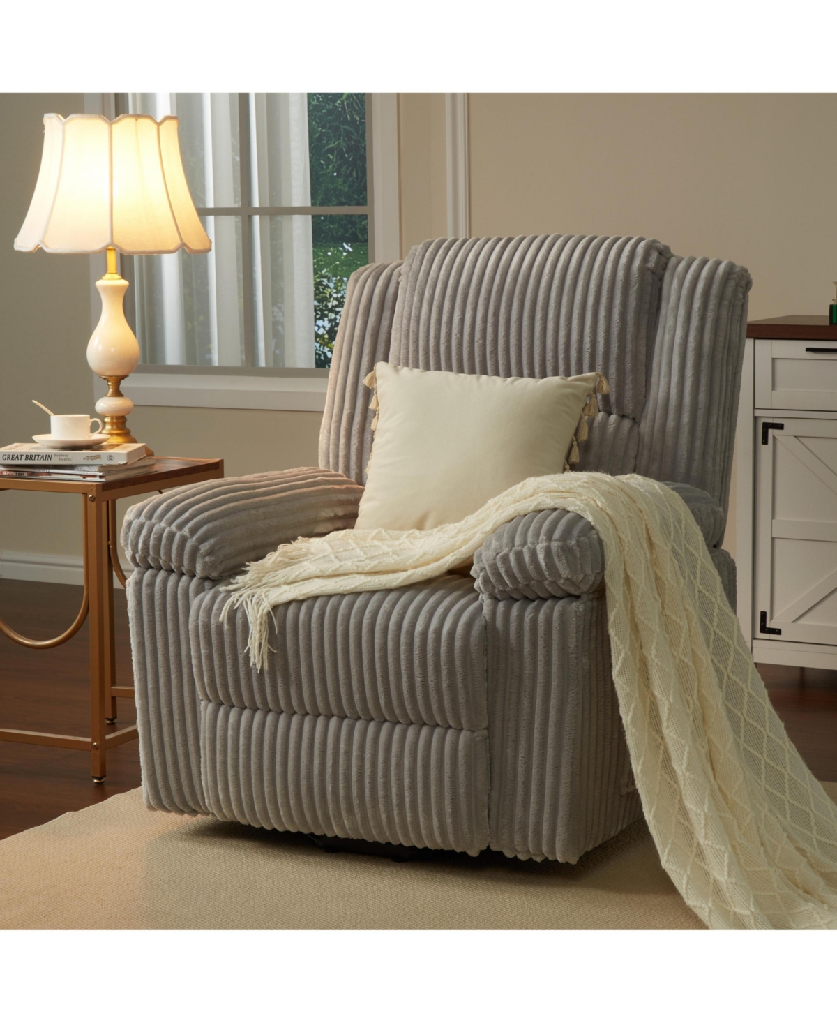 Click here for homfan Corduroy Manual Recliner Chair with Pillow... prices