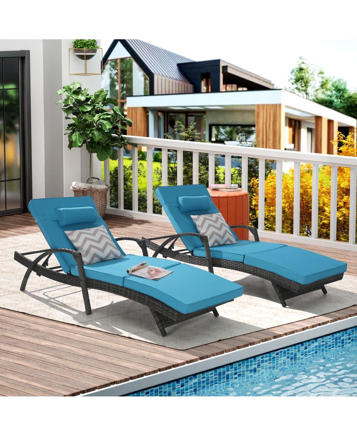Click here for Asagikoiai Set of 2 Adjustable Rattan Chaise Loung... prices