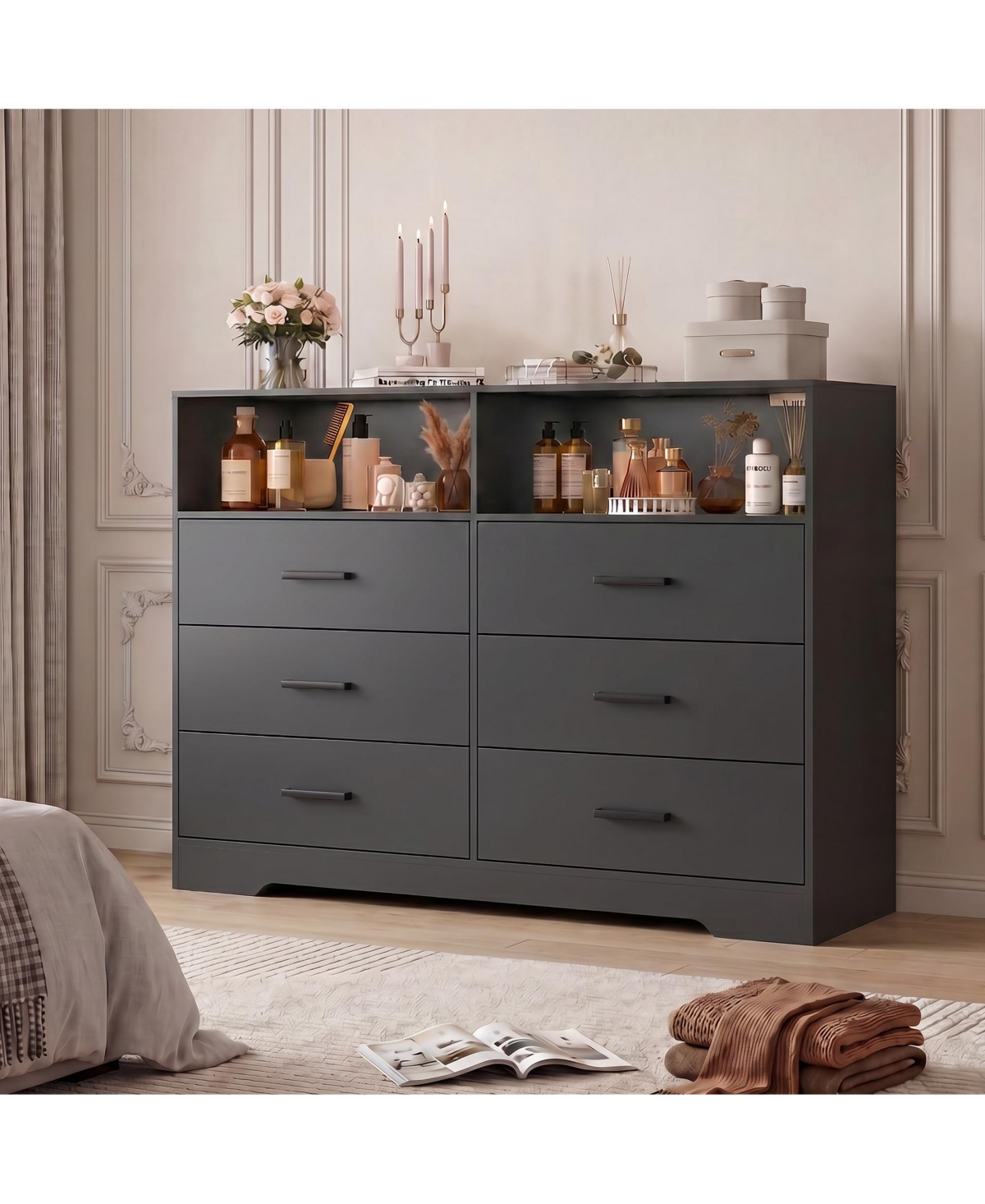 Click here for homfan 47 Wide 6 Drawer Dresser with Charging Stat... prices