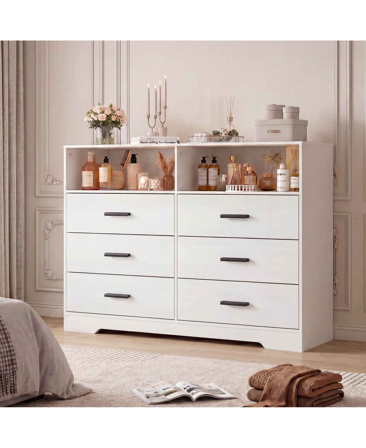 Click here for homfan 47 Wide 6 Drawer Dresser with Charging Stat... prices