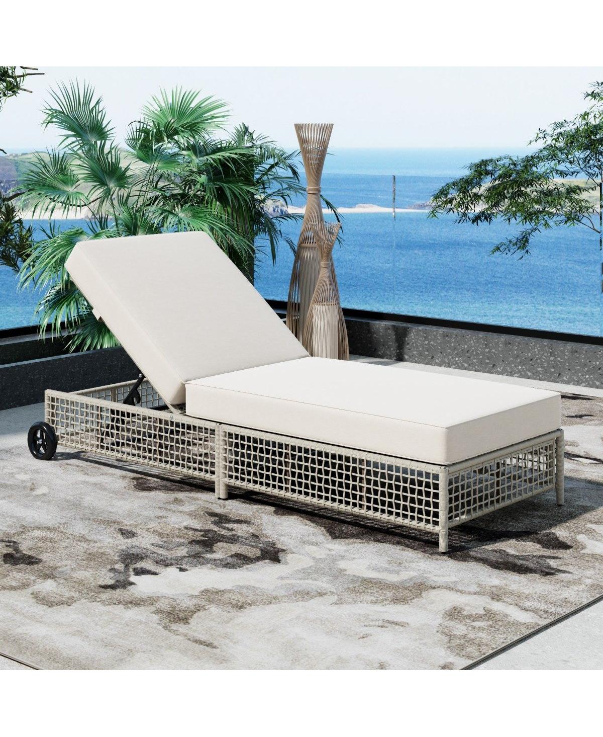 Click here for Asagikoiai Outdoor Lounge Chair  5-Position Rattan... prices