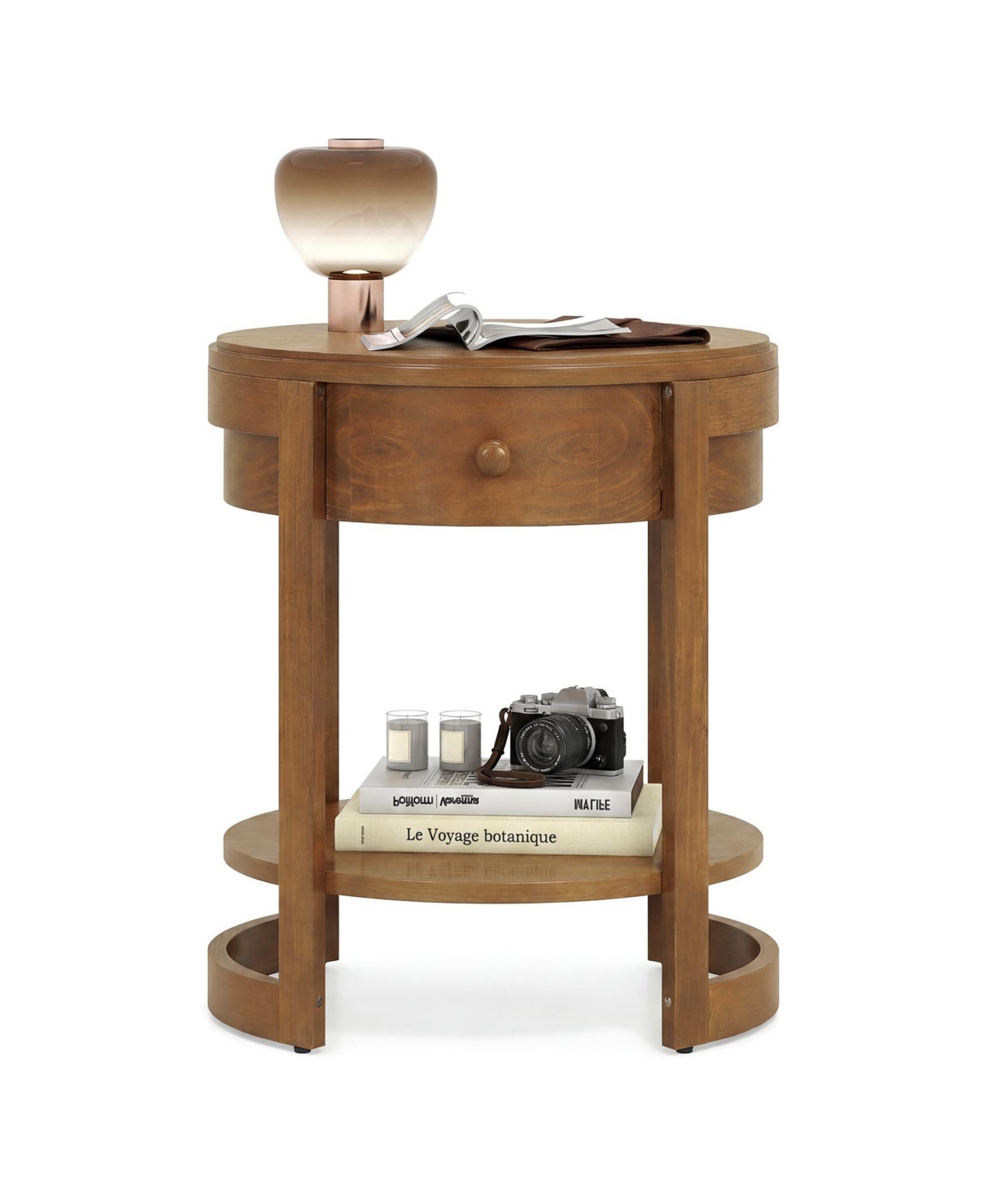 Click here for Gymax Round End Table 2-tier Mid Century Modern Ni... prices