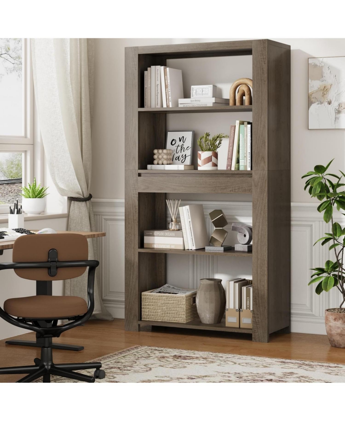 Click here for homfan 72 Tall Bookshelf  Vintage Bookcase with Dr... prices