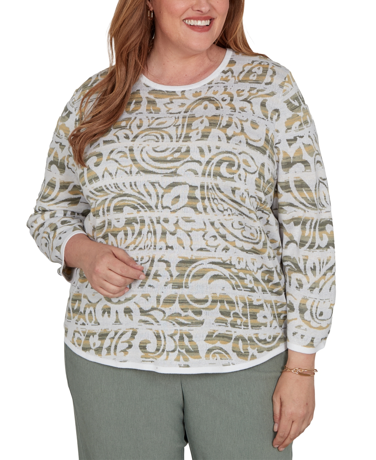 Click here for Alfred Dunner Plus Size Provence Paisley Stripe Sp... prices