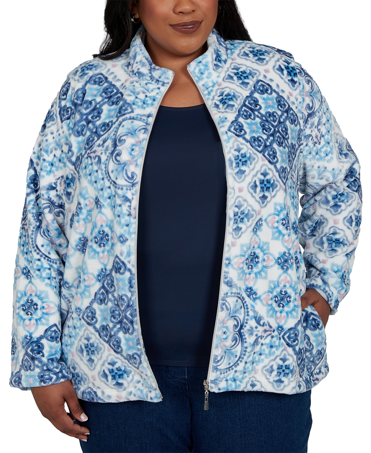 Click here for Alfred Dunner Plus Size Classic Soft Medallion Zip... prices