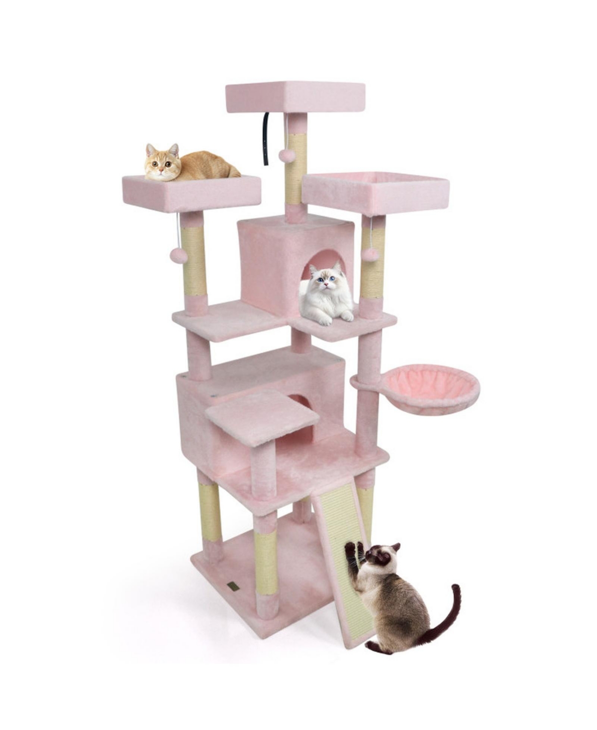 Click here for Hongge 65 Inch Cat Tree with 3 Upholstered Perches... prices