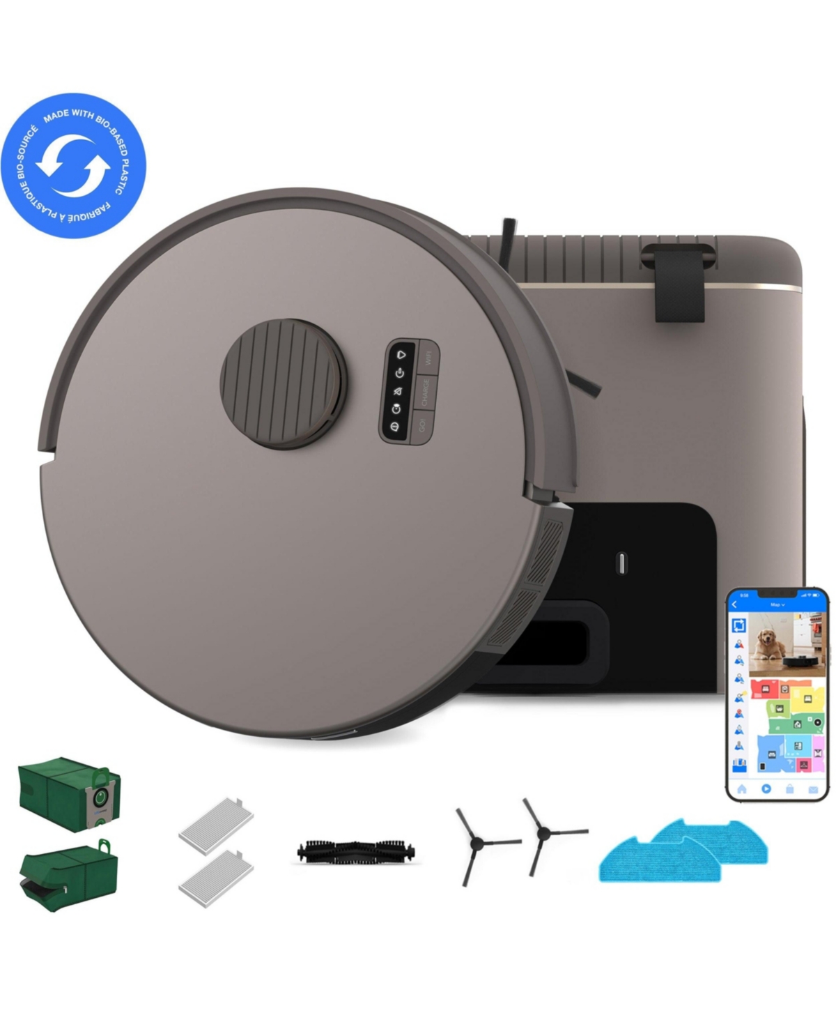 Click here for bObsweep Bio Robot Vacuum and Mop  3L Charcoal-Lin... prices