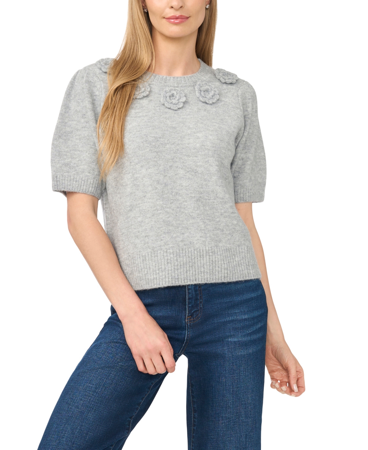 Click here for CeCe Womens Short-Sleeve Crewneck Sweater - Light... prices