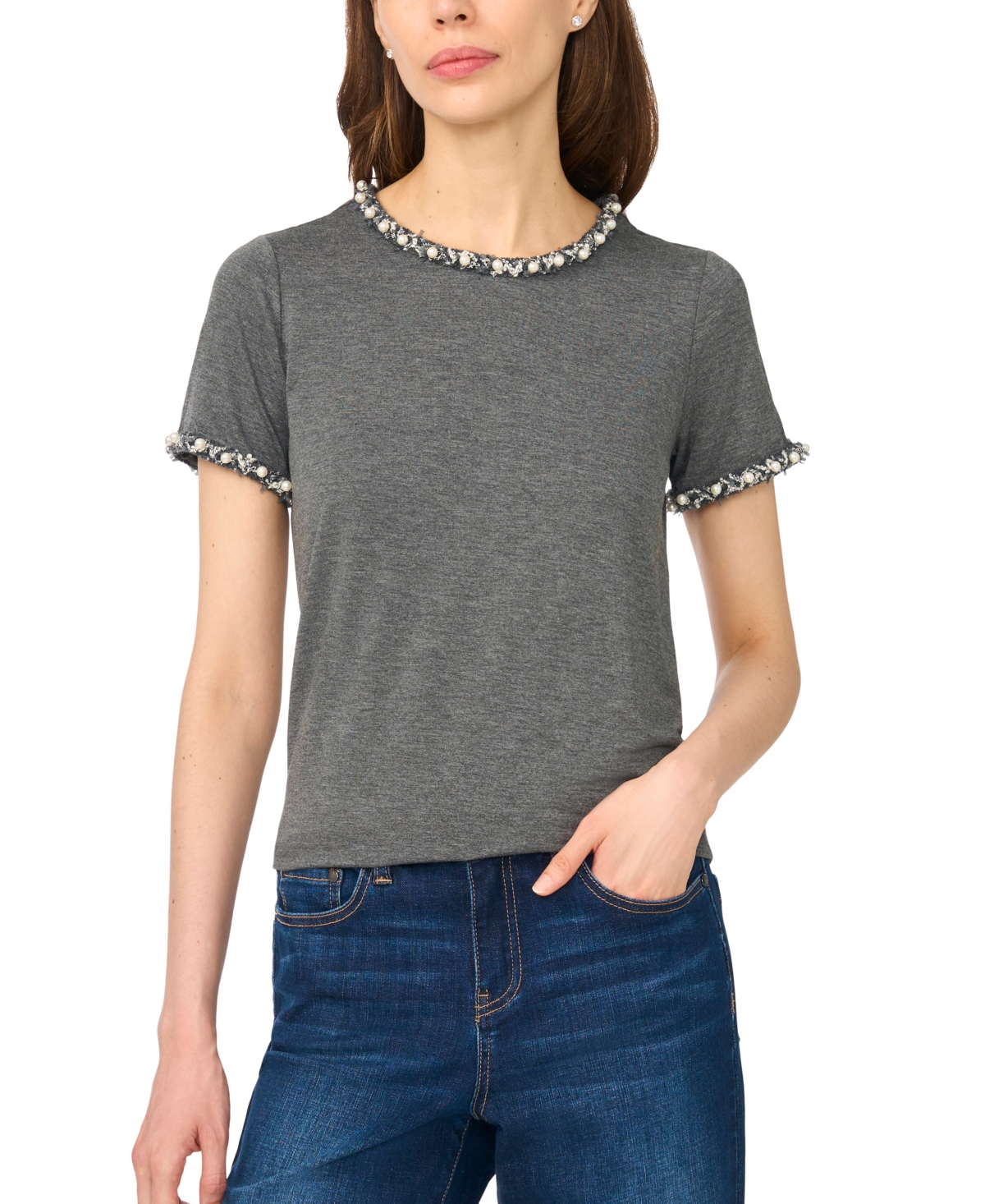 Click here for CeCe Womens Embellished Crewneck Short-Sleeve Top... prices