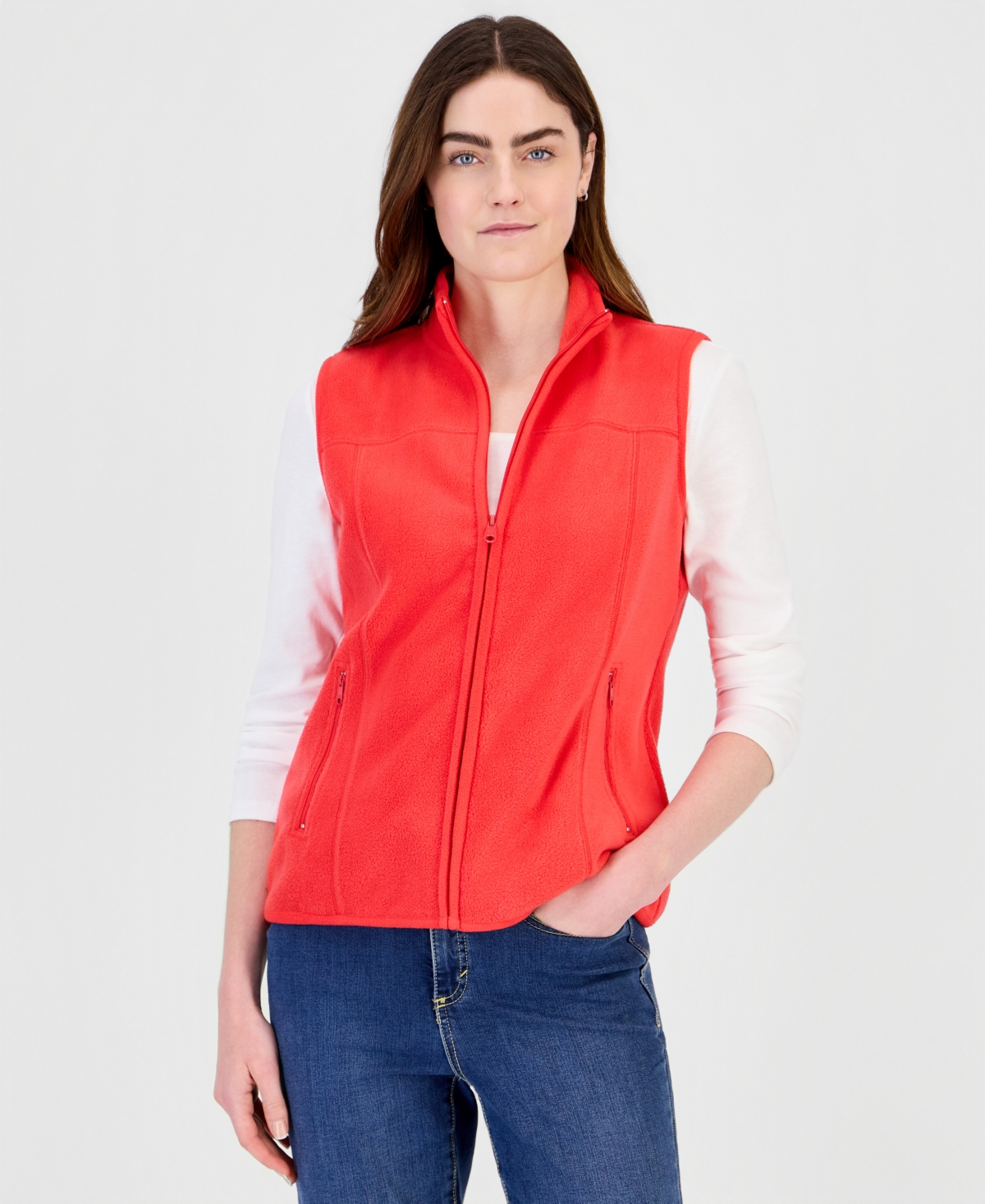 Click here for Style & Co Womens Zip-Front Polar Fleece Vest  Cre... prices