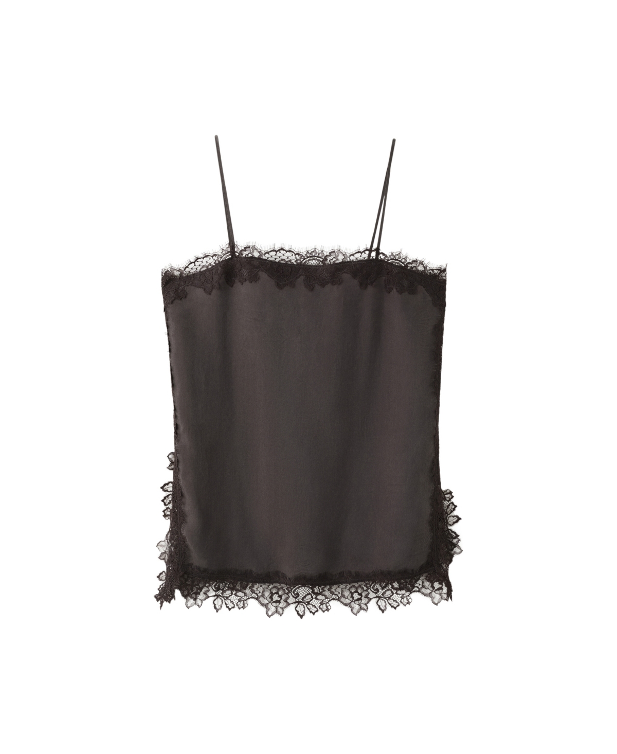 Click here for Mango Womens Satin Lace Top - Brown prices