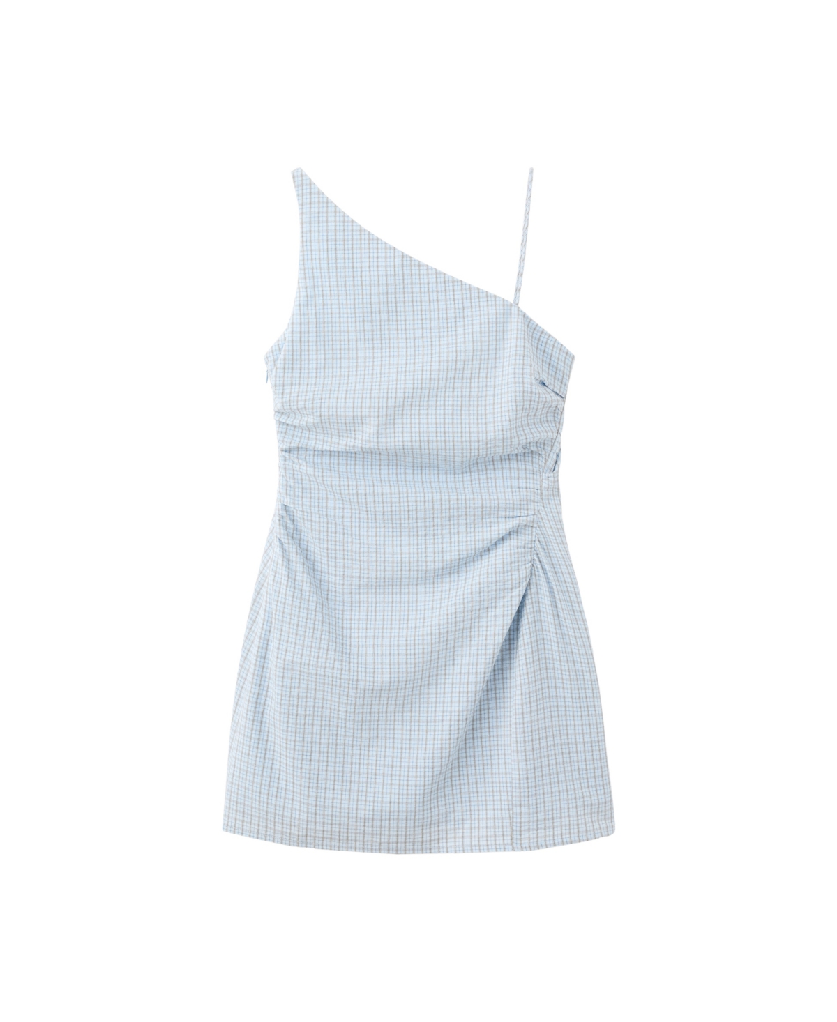Click here for Mango Womens Check Asymmetrical Mini Dress - Sky B... prices