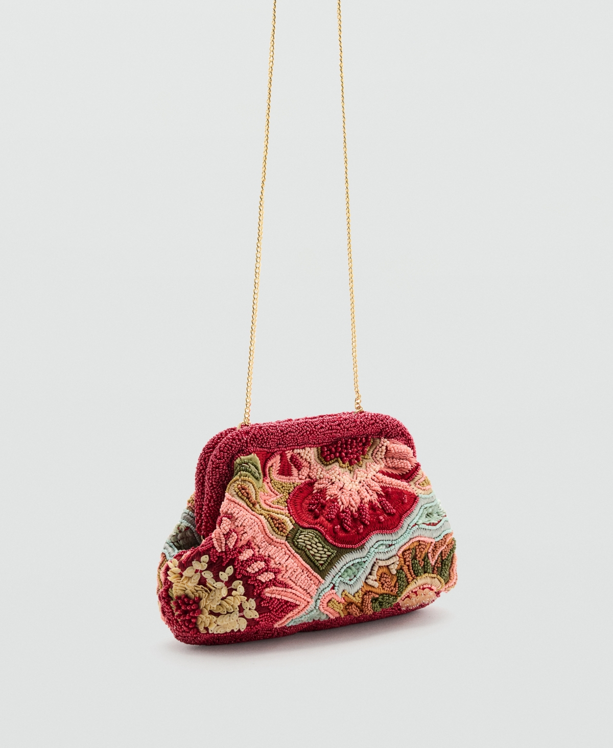 Click here for Mango Womens Multicolor Beaded Clutch Bag - Red prices