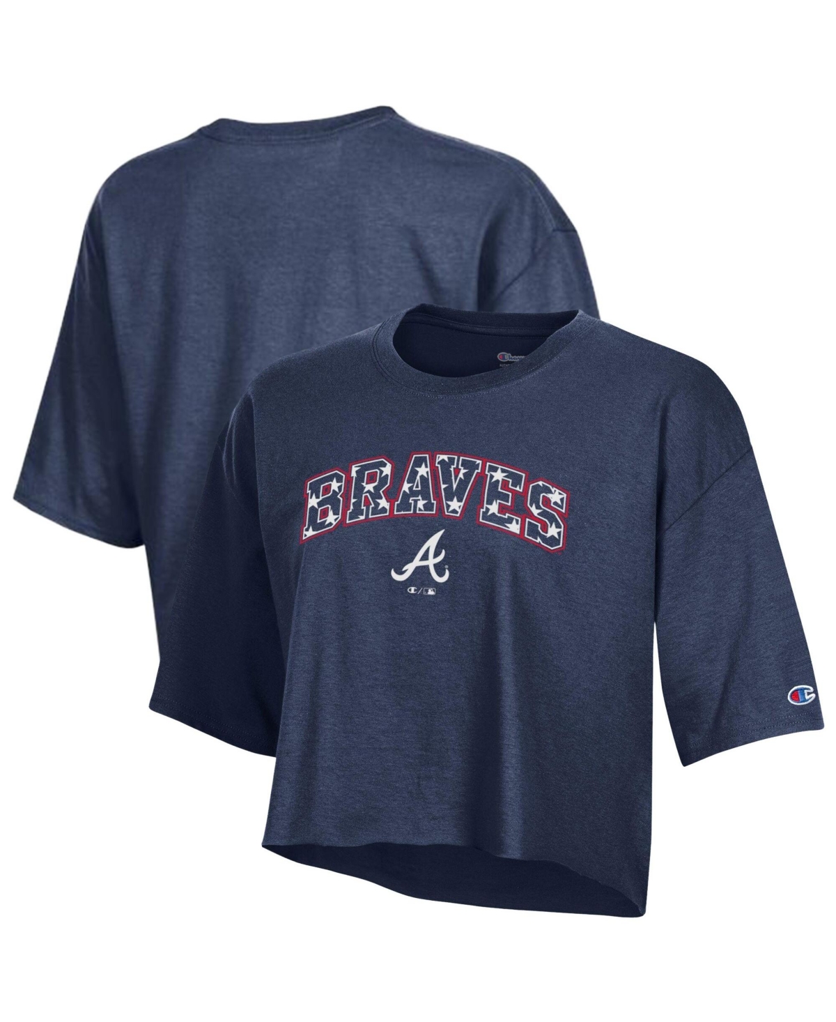 Click here for Champion Womens Navy Atlanta Braves Boyfriend Crop... prices