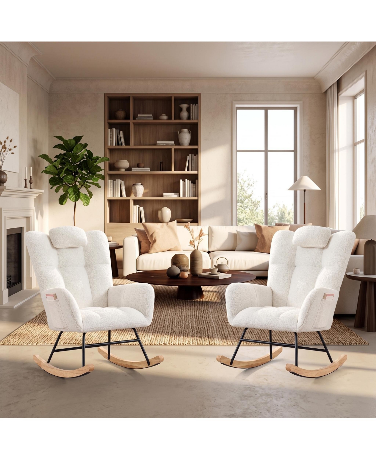 Click here for homfan Modern Upholstered Rocking Chair Set of 2... prices