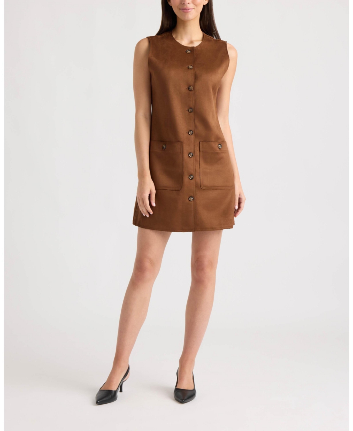 Click here for Ellen Tracy Womens Button-Front Sleeveless Mini Fa... prices
