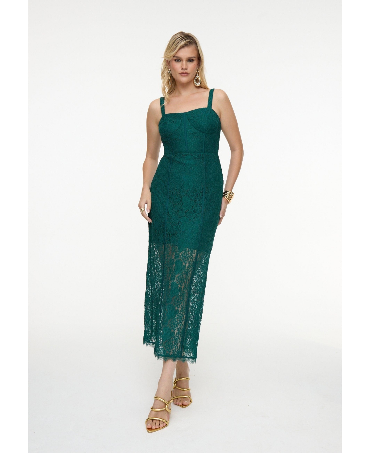 Click here for Beauut Womens Corset Floral-Lace Square Neck Dress... prices